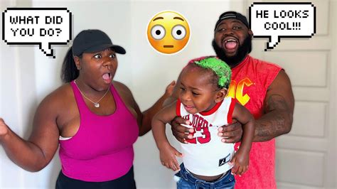 I Dyed My 2 Year Old Sons Hair Pink And Green Prank Wife Freaks