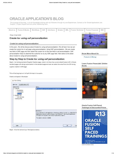 Oracle Applications Blog Create Lov Using Oaf Personalization Pdf Oracle Corporation