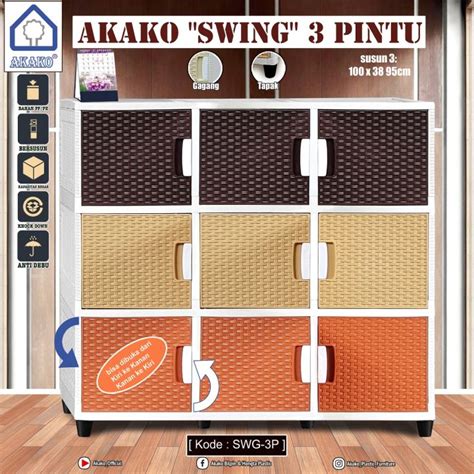 Lemari Plastik Akako Swing 3 Pintu Lemari Pakaian Akako Lemari