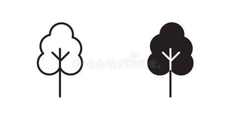 Tree Vecor Icon Set Stock Vector Illustration Of Wood