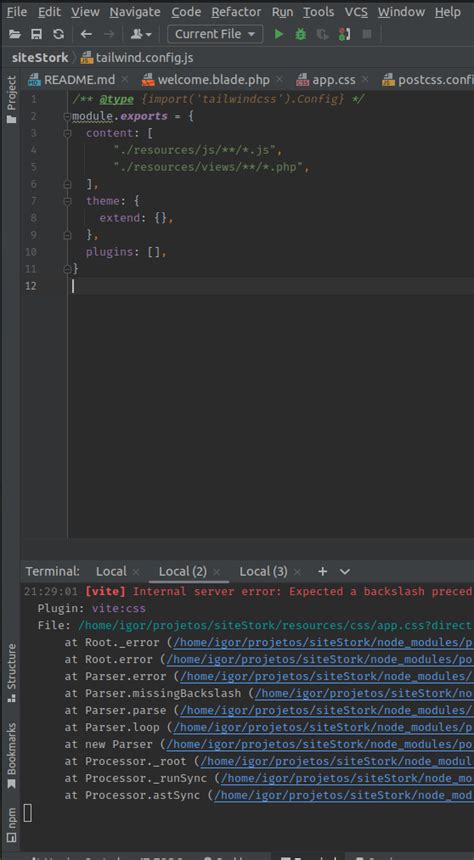 Internal Error With Tailwind In Laravel Issue Vitejs Vite GitHub