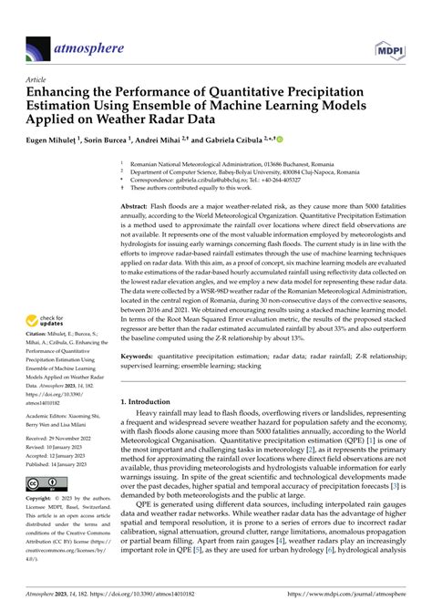PDF Enhancing The Performance Of Quantitative Precipitation Estimation Using Ensemble Of