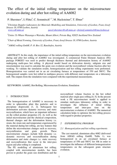Pdf The Effect Of The Initial Rolling Temperature On The Microstructure Evolution During And