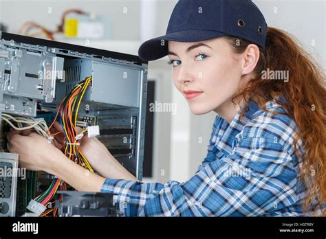 Woman Electronic Assembler Stock Photo Alamy
