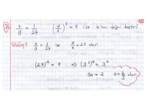 9 Sınıf Üslü İfadeler Çözümlü Sorular 9 →