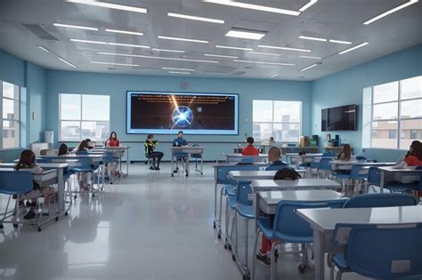 Premium Ai Image Futuristic Classroom Safety Drills Virtual Emergency