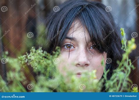 Closeup Portrait Of Black Haired Teen Girl Stock Image Image Of