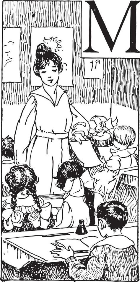 Profesor Caminando En El Aula O En El Trabajo Escolar Grabado Antiguo