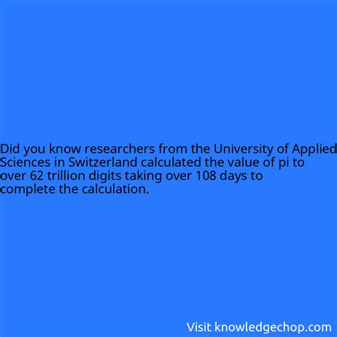 Researchers From The University Of Applied Sciences In Switzerland Calculated The Value Of Pi To