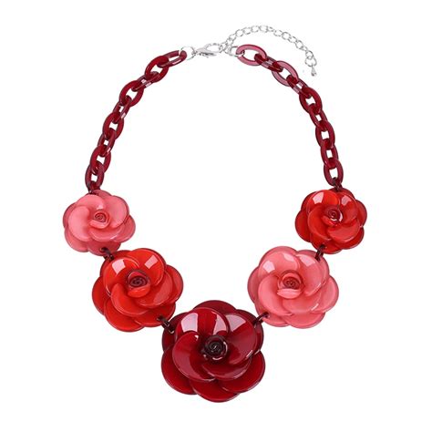2018 New Fashion Acrylic Jewelry Women Retro Necklace Big Acrylic Rose