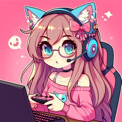 Gamer Girl Cartoon With Cat Ears Digital By Rebelsfantasyworld On