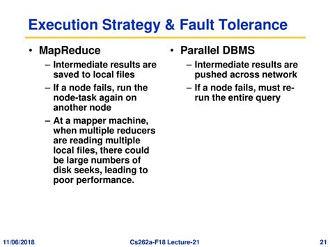 eecs 262a advanced topics in computer systems lecture 21 comparison of parallel db cs mr and