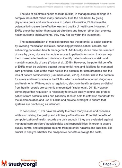 Health Electronic Records The Impact Of Electronic Health Record
