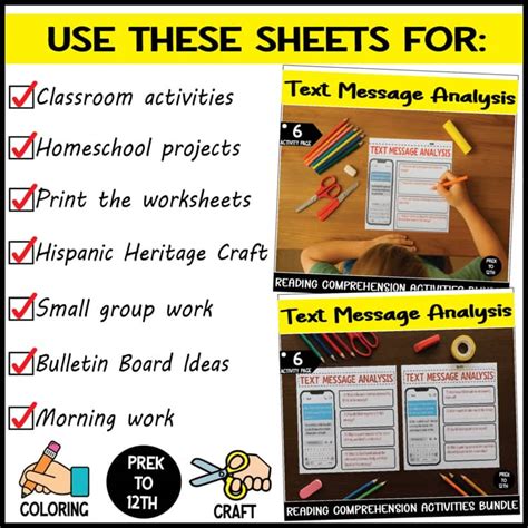 Text Message Analysis And Inference Worksheets Reading Comprehension Activities