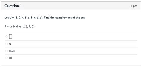 Solved Question 1 1 Pts Let U 1 2 4 5 A B C D E Chegg Com
