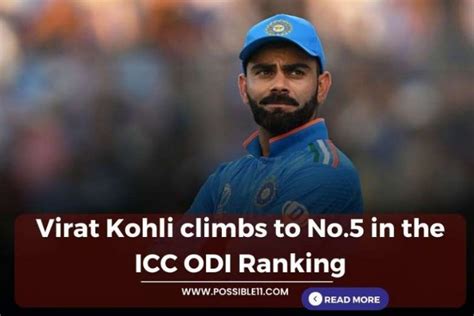 Icc Update Rankings Virat Kohli Climbs To No5 In The Icc Odi Ranking
