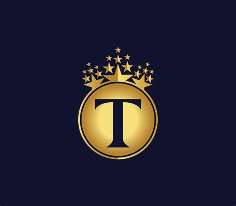 Буква T корона золотые цвета концепция дизайна логотипа Премиум векторы