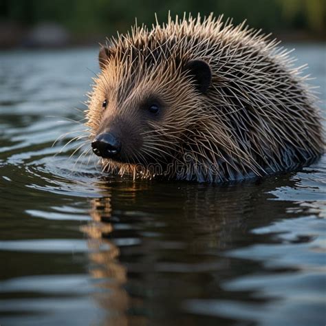 Cute Wild Spiky Swimming Hedgehog In The Water Stock Illustration Illustration Of Isolated