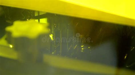 Process Working 3d Printer Close Up 3d Printing From Liquid Material