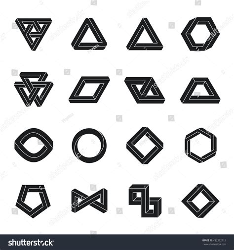 Set Impossible Shapes Optical Illusion Vector Stock Vector 432372715 Shutterstock