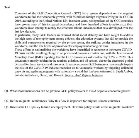 Solved Countries Of The Gulf Cooperation Council GCC Have Chegg