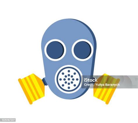 흰색 배경에 격리 된 평면 디자인의 가스 마스크 아이콘 벡터 그림입니다 유해한 바이러스 방사선 및 박테리아에 대한 호흡 시스템의