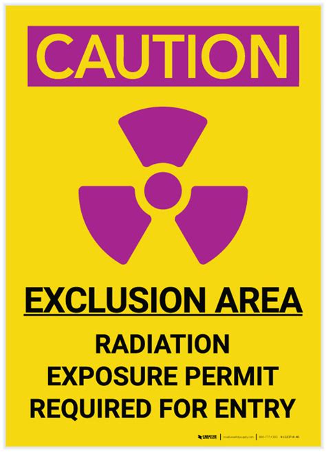 Caution Exclusion Area Radiation With Icon Portrait Label