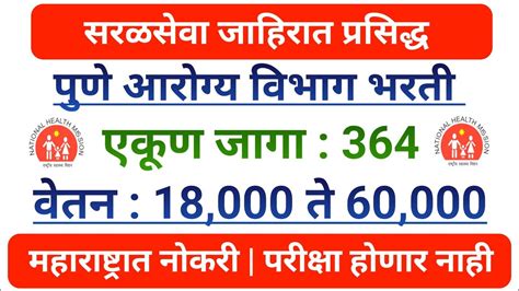 पुणे आरोग्य विभाग सरळसेवा भरती जाहिरात प्रसिद्ध Nhm Pune