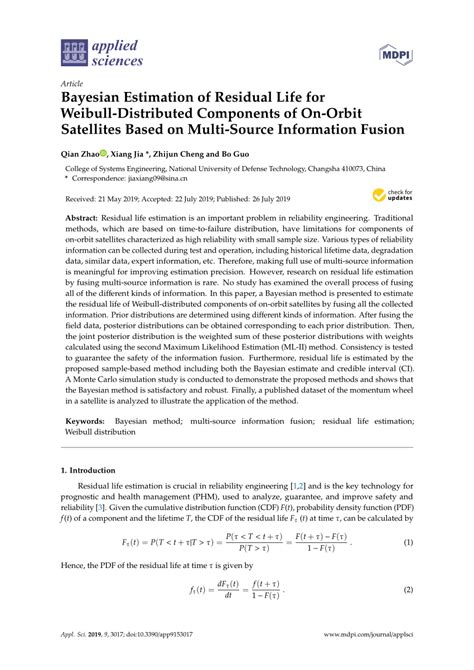 Pdf Bayesian Estimation Of Residual Life For Weibull Distributed