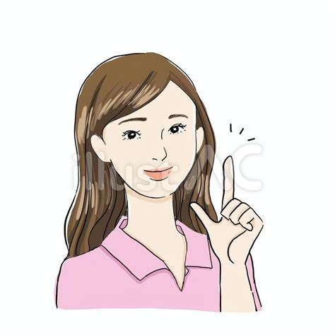 ポイントを差すロングヘアの女性イラスト No 22896948／無料イラストフリー素材なら「イラストac」