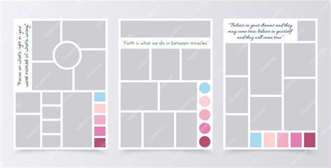 사진 콜라주 템플릿 Moodboard 그림 격자 세트 벡터 일러스트 레이 션 프리미엄 벡터