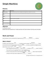 Guided Notes Simple Machines Pdf Simple Machines Glossary TERM DEFINITION Simple Machine A