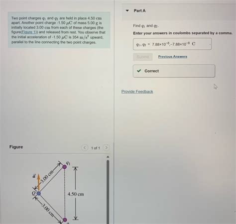 Solved Two Point Charges Q1 And Q2 Are Held In Place 4 50 Cm