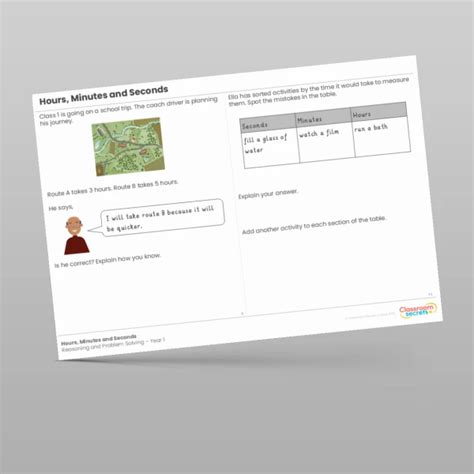 Year 3 Hours And Minutes Reasoning And Problem Solving Resource Classroom Secrets
