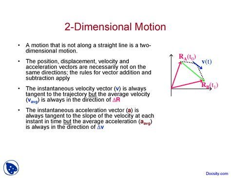 2 Dimensional Motion General Physics I Lecture Slides Docsity