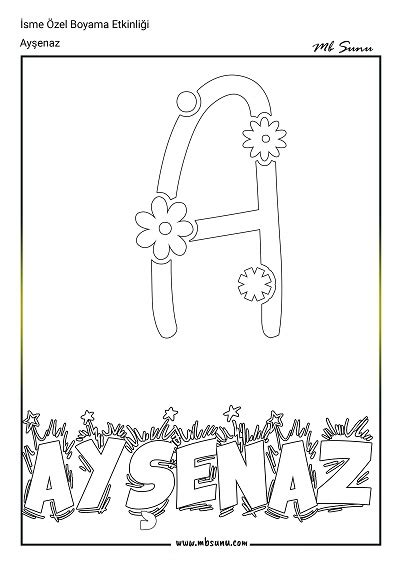 İsme Özel Boyama Etkinliği Ayşenaz Mbsunu