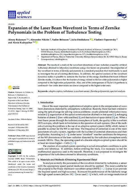 Pdf Expansion Of The Laser Beam Wavefront In Terms Of Zernike