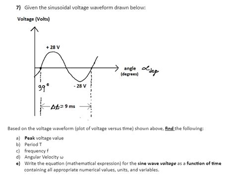 Solved 7 Given The Sinusoidal Voltage Waveform Drawn Below