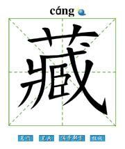 藏 汉字带笔顺笔画 偏旁部首 组词发音Flash动画字贴