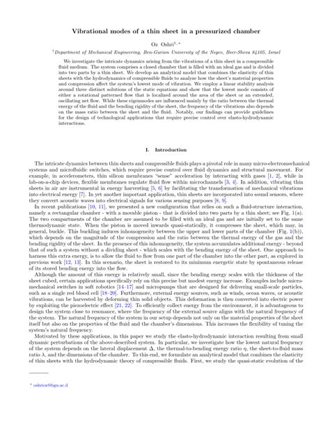 Pdf Vibrational Modes Of A Thin Sheet In A Pressurized Chamber