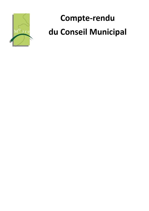 CR Conseil Municipal Commune De Morre