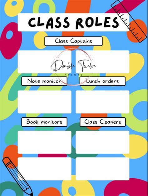 Class Roles Poster Printable Class Responsibilities Chart Etsy
