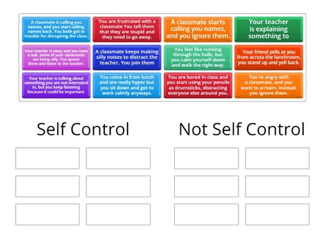 Self Control Behavior Group Sort