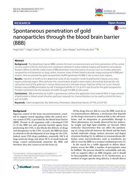 Pdf Spontaneous Penetration Of Gold Nanoparticles Through The Blood