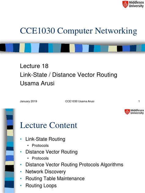 networking lec 18 link distance vector routing pdf routing router