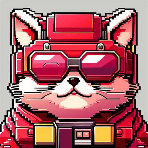 Premium Vector Vector Portrait Pixelated 8bit Cute Fat Cat Robot 3d Muzzle Wearing Glasses