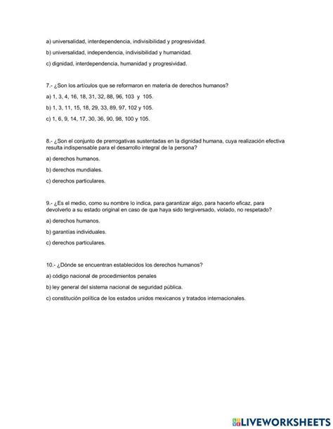 Derechos Humanos Worksheet For Básico Live Worksheets