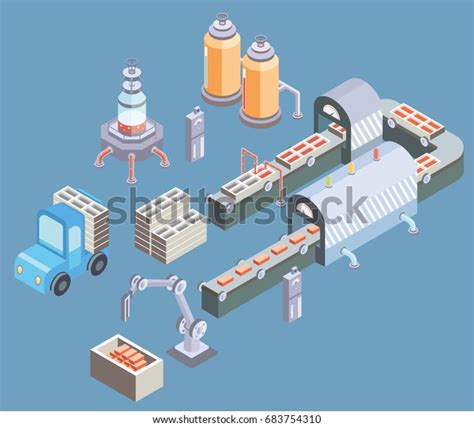 Automated Production Line Factory Floor Conveyor Stock Vector Royalty
