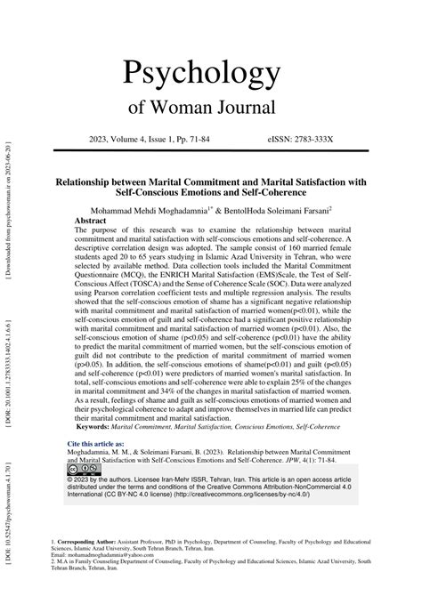 Pdf Relationship Between Marital Commitment And Marital Satisfaction