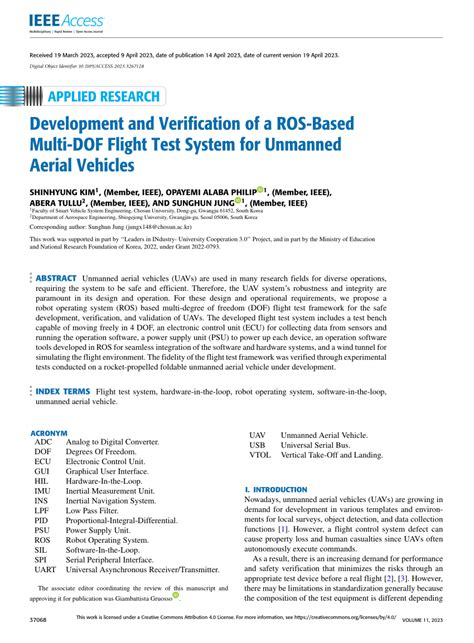 pdf development and verification of a ros based multi dof flight test
